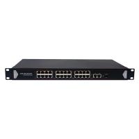 China 24 Port Fast Ethernet PoE Switch Rack Mount Dual RJ45 Uplink 1 SFP Fiber Port for sale