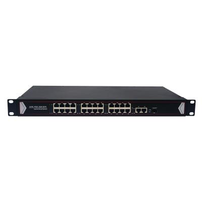 China 24 Port Fast Ethernet PoE Switch Rack Mount Dual RJ45 Uplink 1 SFP Fiber Port for sale