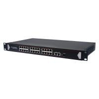 China 24 Port Fast Ethernet PoE Switch Rack Mount Dual RJ45 Uplink 1 SFP Fiber Port for sale