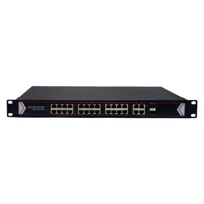 China 24 Port 1U Rack Mount Fast Ethernet PoE Switch 4 RJ45 Uplink 2 SFP Fiber Ports for sale