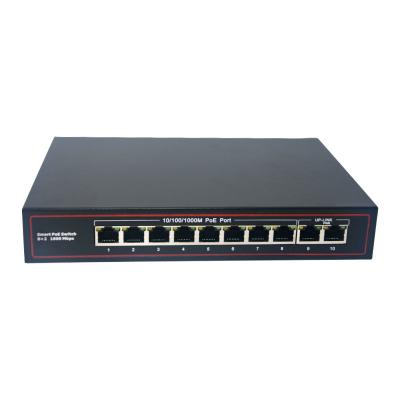 China High Speed 8 Port PoE Ethernet Switch All Gigabit Ports Plug & Play Overload Protection for sale