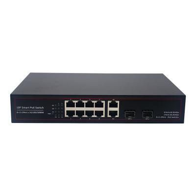 China All In One 8 Port Unmanaged PoE Gigabit Switch 2 SFP Fiber Uplink 2 RJ45 for sale