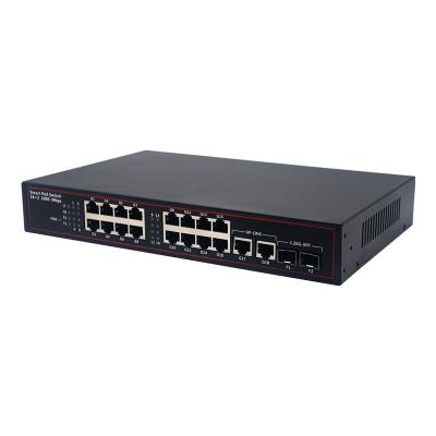 China Multifunctional Desktop Gigabit POE Switch 16 Port 2 Uplink 2 SFP Fiber Combo Design for sale
