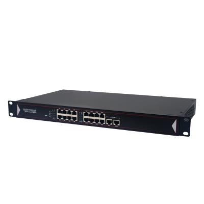 China Enterprise Grade 1000 Mbps POE Switch 19 Inch 16 Port 2 Gigabit Uplink Ports for sale