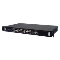 China Commercial Rack Mount 1000 Mbps POE Switch 24 Port Gigabit Ethernet PoE Switch 2 Uplink Ports for sale