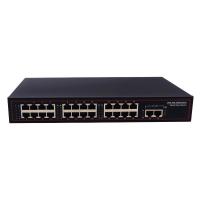China 24 Port Full Gigabit PoE Ethernet Switch High Density Desktop PoE Switch 2 Uplink RJ45 for sale