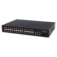 China 24 Port Full Gigabit PoE Ethernet Switch High Density Desktop PoE Switch 2 Uplink RJ45 for sale