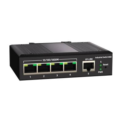 China Industrial 5 Port Gigabit PoE Managed Switch Web Management 4×PoE DIN Rail IP40 for sale