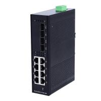 China DIN Rail Web Managed Switch Industrial 4 SFP Fiber Slot 8 Gigabit RJ45 PoE Ports for sale
