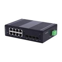 China DIN Rail Web Managed Switch Industrial 4 SFP Fiber Slot 8 Gigabit RJ45 PoE Ports for sale