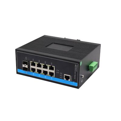 China L2 Managed Industrial Gigabit 8 Port PoE RJ45 2 SFP Ethernet Switch DIN Rail Mount for sale