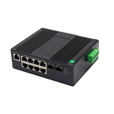 China L2 Managed Industrial Switch 8 Port Gigabit Ethernet Switch with 2 SFP Fiber Slots for sale