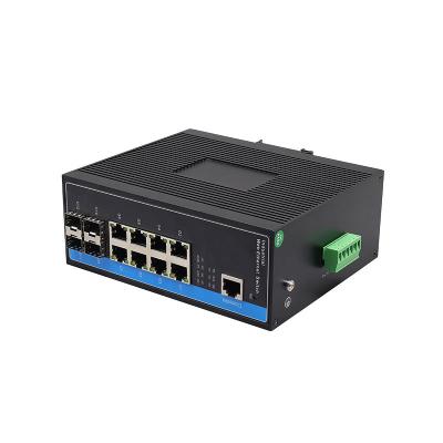 China Industrial L2 Managed Gigabit PoE Switch 8 PoE RJ45 Ports 4 SFP Fiber Uplink Slots for sale
