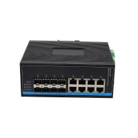 China L2 Managed Industrial PoE Switch 8 SFP Fiber Slot 8 Gigabit PoE Port DIN Rail Mount for sale