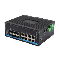 China L2 Managed Industrial PoE Switch 8 SFP Fiber Slot 8 Gigabit PoE Port DIN Rail Mount for sale