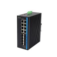 China L2 Managed Industrial PoE Switch 8 SFP Fiber Slot 8 Gigabit PoE Port DIN Rail Mount for sale