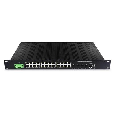 China L3 Managed Industrial Ethernet Switch 4 10G SFP 24 1000Base-T(X) IEEE802.3af/at PoE+ Port for sale