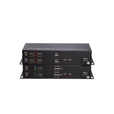 China 1080P HDMI Fiber Optic Extender 2x HDMI 2x Audio 2x USB KVM Over Fiber Up to 20KM for sale