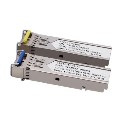 China Gigabit SFP Optical Transceiver Module LC BiDi SFP Module 1.25G 10km 1310nm/1550nm DDM Compatible for sale