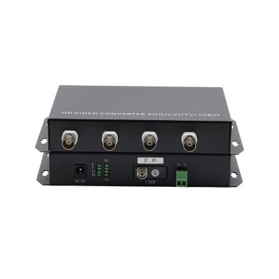 China 4CH HD Video Fiber Converter AHD CVI TVI 1080P with RS485 Data Coax to Fiber CCTV Transmission Kit for sale