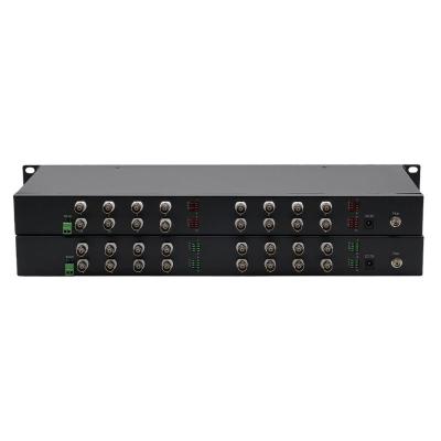 China Rack Mount Fiber Extender 16CH HD Video Fiber Converter AHD CVI TVI 1080P with RS485 Coax to Fiber CCTV System for sale