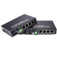 China Fiber Optic Transceiver 1 CH Bi-Directional RS485 Fiber Optic Converter with 4-Port 100Mbps Ethernet for sale