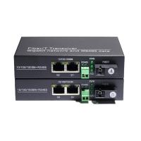 China Fiber Optic Transceiver 1 Channel Bi-Directional RS485 Fiber Optic Converter with 2 Gigabit Ethernet Ports for sale