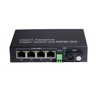 China Fiber Transceiver 1 Channel Bi-Directional  RS485 Fiber Optic Converter with 4 Gigabit Ethernet Port for sale