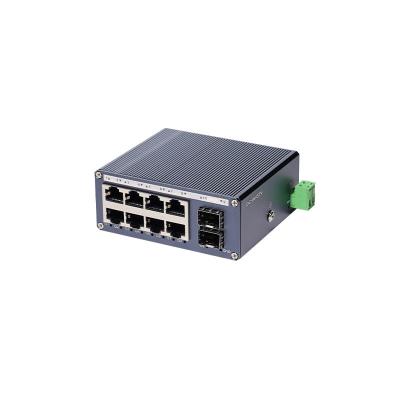 China Mini Industrial Gigabit Switch 2 SFP Fiber 8 RJ45 Ports Cost-Effective Ethernet Switch for sale