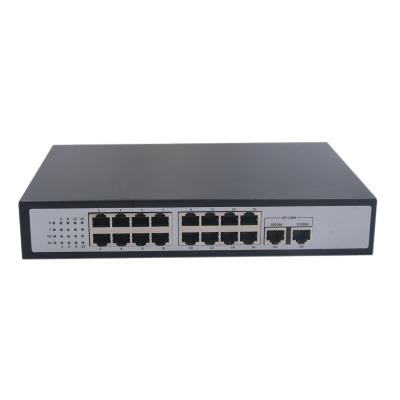 China China Factory OEM Price 16 Port Fast Ethernet PoE Switch 16×100Mbps PoE  2×1000Mbps Gigabit Uplink Ports for sale