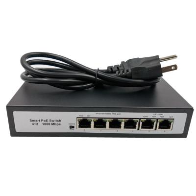 China China Factory Price OEM 4 Port Gigabit PoE Switch with 2 Gigabit Uplink Ports, 60W PoE Budget, IEEE 802.3af/at for sale