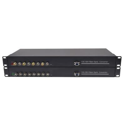 China 1U Rack Mount 4 Channel 12G-SDI Fiber Optic Converter, 4-Ch 12G/6G/3G/HD-SDI Over Fiber Extender Up to 20km for sale