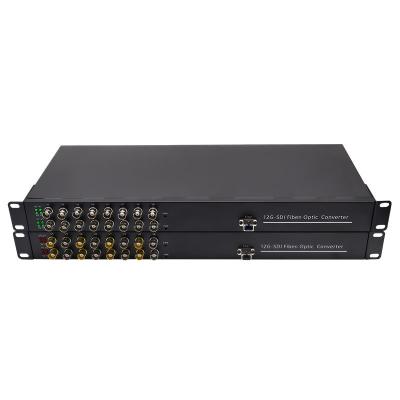 China 8 Channel 12G-SDI Fiber Optic Converter 1U Rack Mount 4K SDI Fiber Transmitter and Receiver Kit for sale
