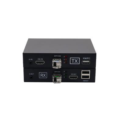 China 4K@60Hz HDMI Fiber Extender KVM Over Single Fiber, Full Function HDMI Optical Transceiver with USB, SFP Slot, Audio, Long Distance Transmission for sale