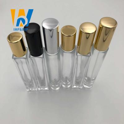 China 1ml 15ml 10ml Clear Glass Roller Ball Bottle With Gold Cap Mini Refillable Rollerball Perfume for sale