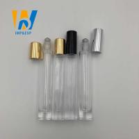 China 1ml 15ml 10ml Clear Glass Roller Ball Bottle With Gold Cap Mini Refillable Rollerball Perfume for sale