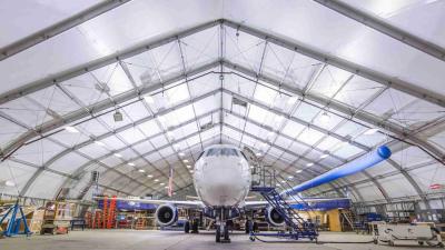 China Prefab Steel Aircraft Hangar Building Kit 5-6m Height with Q235B/Q345B Steel Frame and Hot-Dip Galvanized Finish for sale