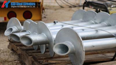 China Hot Dip Galvanized Steel Helical Anchor Pile with Screw Bracket 2.875 in Shaft 8 in Helix for sale