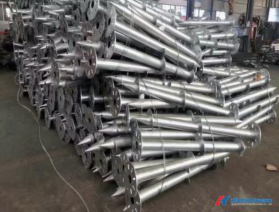 China Hot DIP Galvanized Pre Embedded Steel Screw Piles 2m Modular Sections Helical Ground Piles for sale