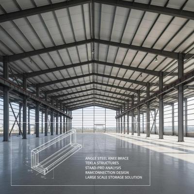 China Angle Steel Knee Brace Steel Structure Warehouse Engineered Using Tekla STAAD-Pro RamConnection Software for Large Scale Storage for sale