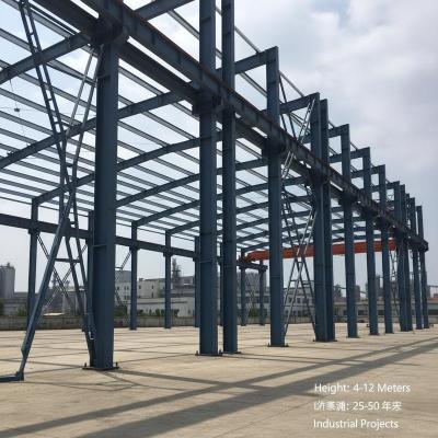 China Industrial Steel Structure Warehouse 4-12m Height Customizable Frame Building 25-50 Year Lifespan for sale