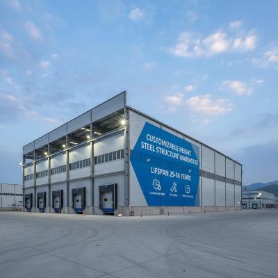 China Customizable Height Steel Structure Warehouse Lifespan 25-50 Years Fast Install Practical Solution for Warehousing Needs for sale