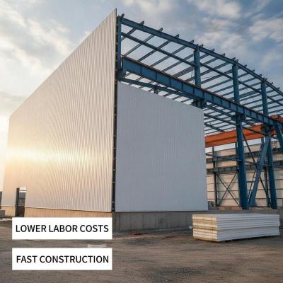 China Paint Coated Steel Structure Building Featuring EPS Insulation and Lower Labor Costs Suitable for Large Scale Industrial Construction for sale