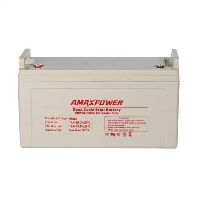 China Amaxpower Gel Deep Cycle Solar Battery Lead Acid Marine Batteries 12v120Ah for sale