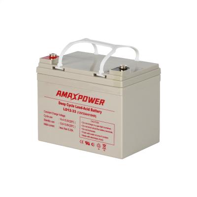 China Amaxpower VRLA AGM Deep Cycle Marine Battery For Solar System 12V 33Ah for sale