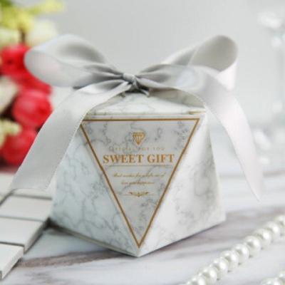 China Diamond Shape Folding Candy Bag with Ribbon for Wedding Engagement Festival for sale