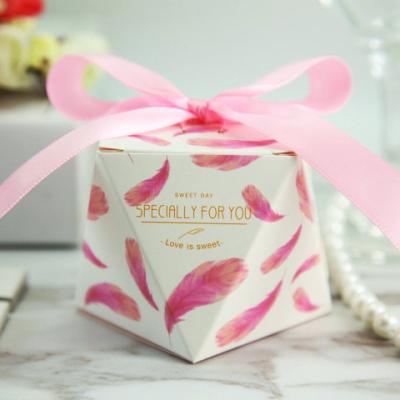 China Diamond Shape Folding Gift Bag with Ribbon for Wedding Festival Packaging for sale