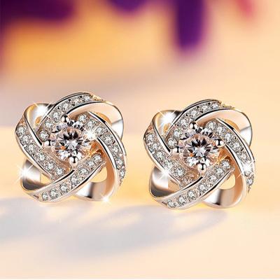 China 925 Sterling Silver Clover Leaf Stud Earrings Hypoallergenic Earrings for Women 12mm for sale