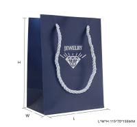 China Custom Gold Hot Stamping 350gsm Paper Gift Bag with Nylon Handle for Jewelry for sale