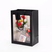 China Custom 250gsm C1S Paper Jewelry Bag with Window and Nylon Handle UV Stamp for sale